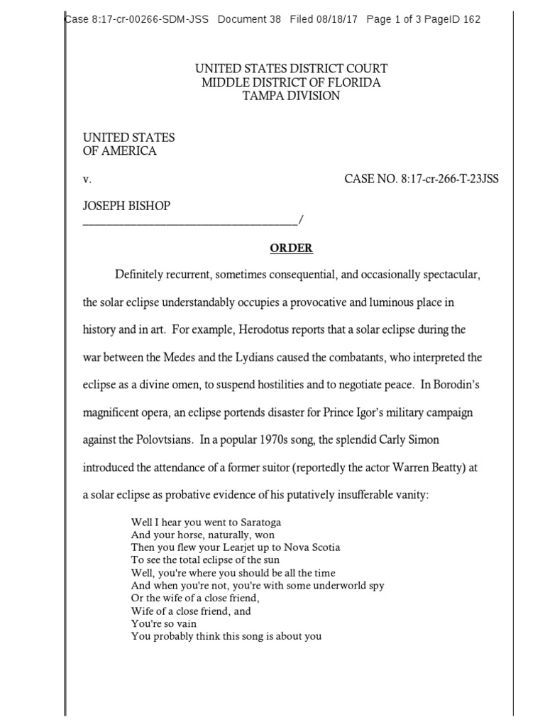 Judge Merryday Denies Motion To Continue To Allow Federal Agent To View ...