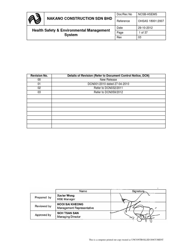 HSEMS | Risk | Occupational Safety And Health