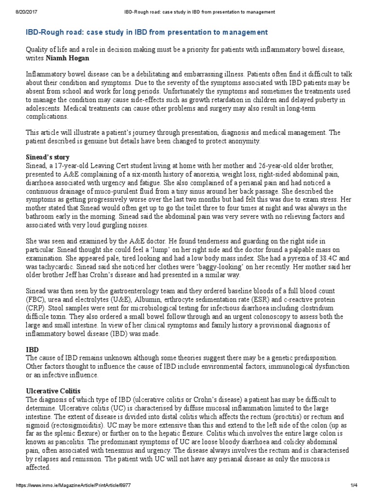 IBD-Rough Road - Case Study in IBD From Presentation To Management ...