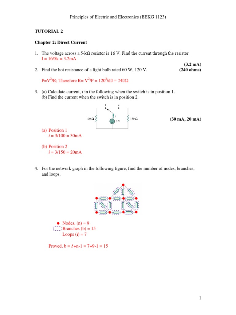Skema Tutorial 2.PDF-1 | PDF | Electrical Network | Electric Current