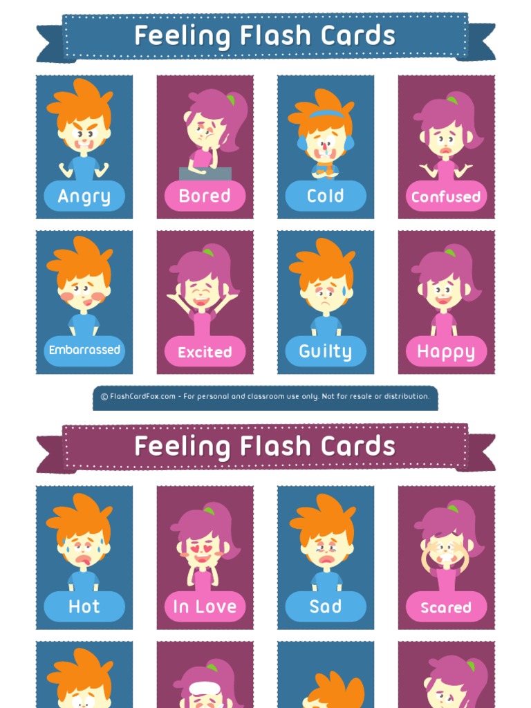 Feeling Flash Cards for Emotions | PDF