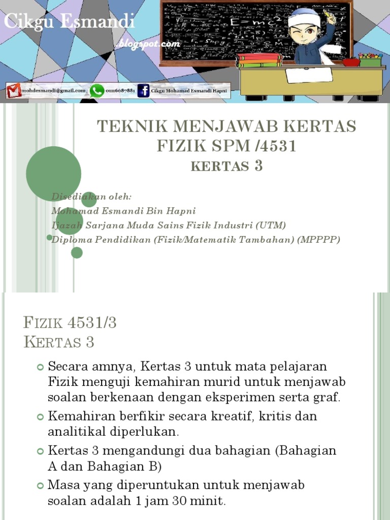 Teknik Menjawap Kertas 3 Fizik SPM | PDF