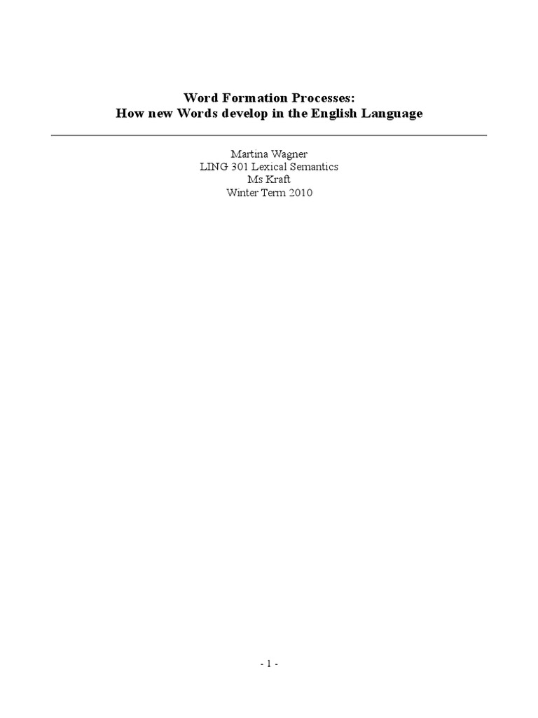Word Formation Processes PDF | PDF
