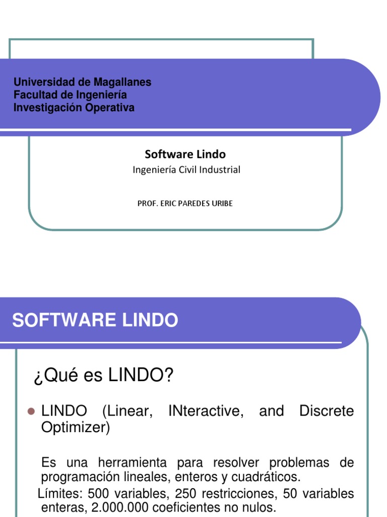 Presentación Software LINDO 6.1 | Descargar gratis PDF | Desigualdad ...