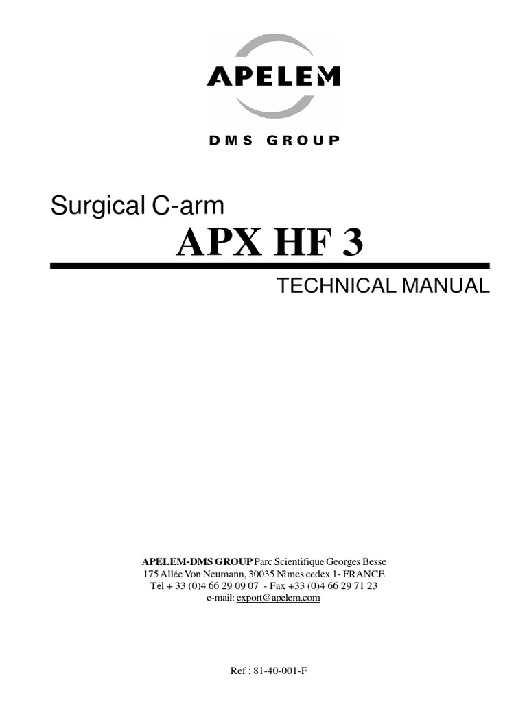 APX HF 3 Surgical C-arm Manual | PDF | Radiography | Vacuum Tube
