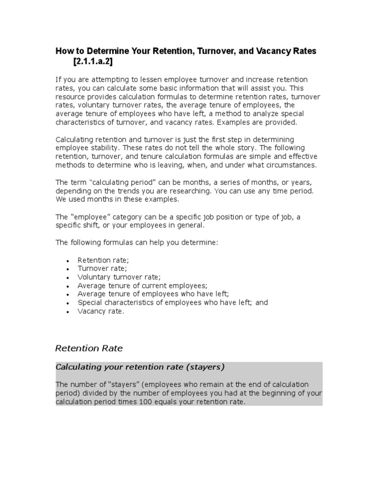 How To Determine Your RTV Rates | PDF | Turnover (Employment ...