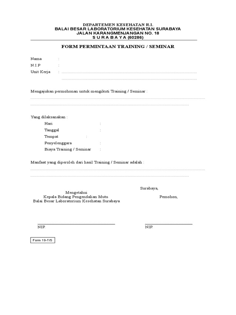 Formulir Training & Seminar | PDF