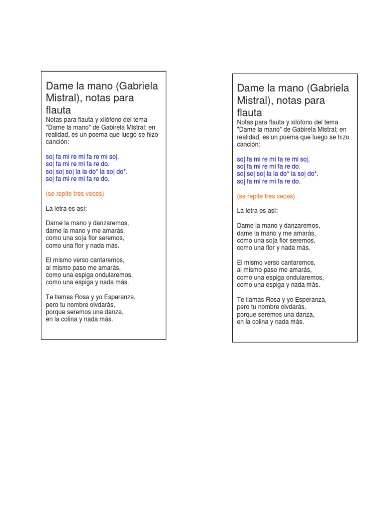 Dame La Mano Gabriela Mistral