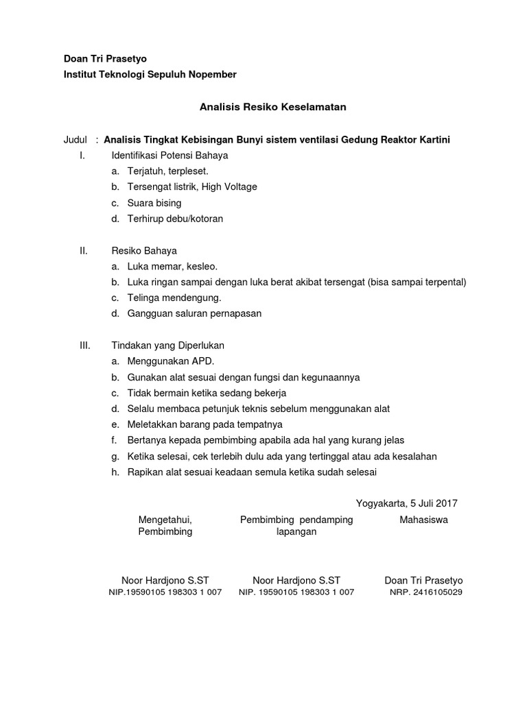 Contoh Analisis Resiko | PDF