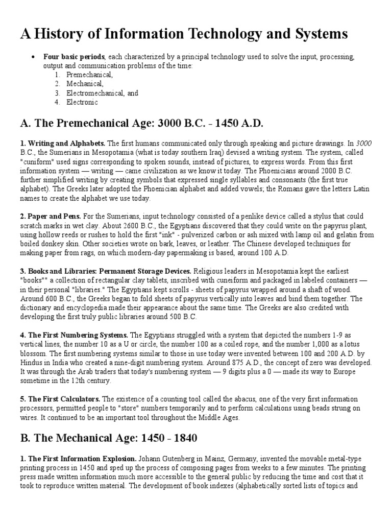 A History of Information Technology | PDF | Integrated Circuit ...