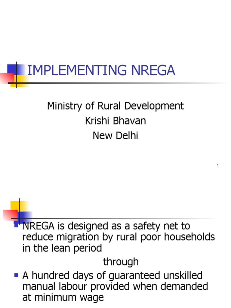 Implementing Nrega: Ministry of Rural Development Krishi Bhavan New ...