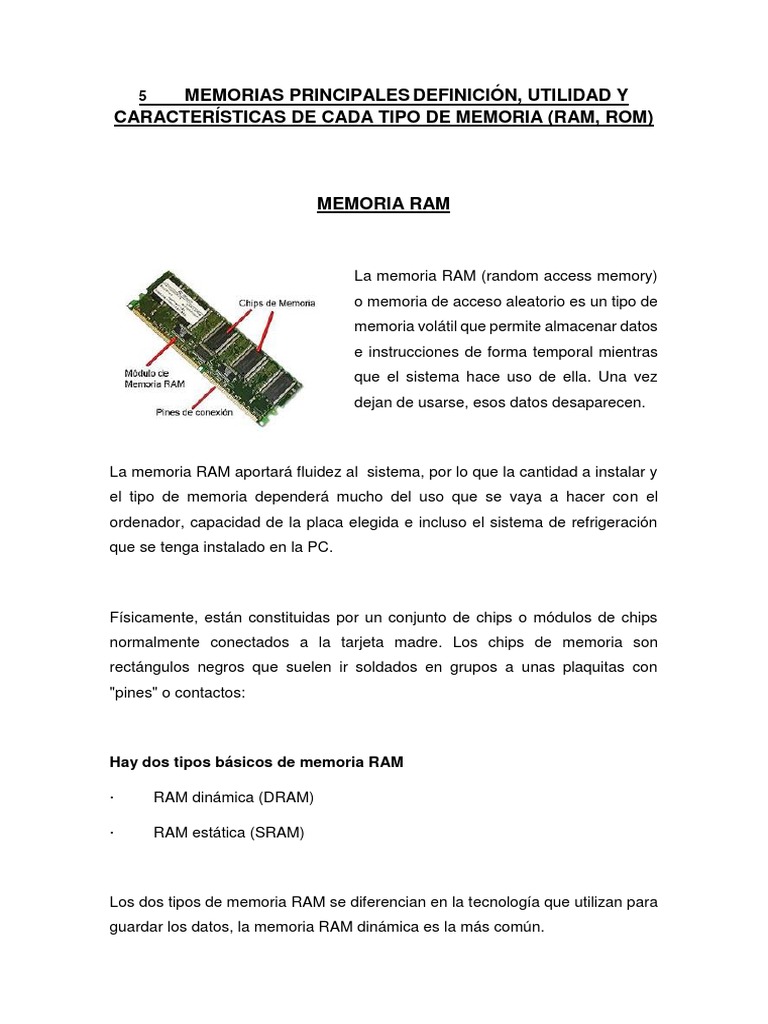 Memorias Principales de Computadora | Descargar gratis PDF | Memoria del ordenador | Memoria de ...