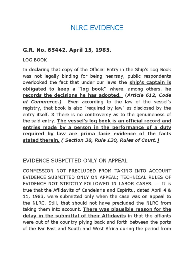 NLRC Evidence | PDF | Common Law | Government