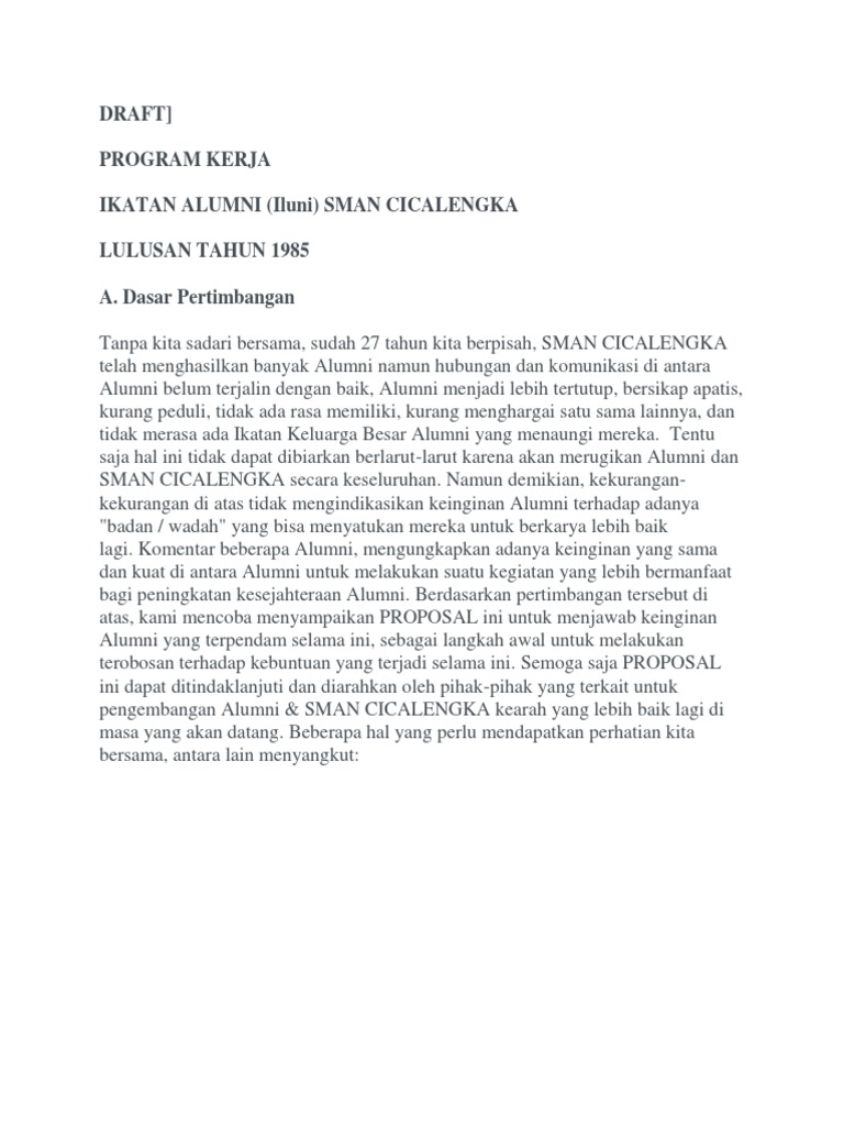 Draft Program Kerja | PDF