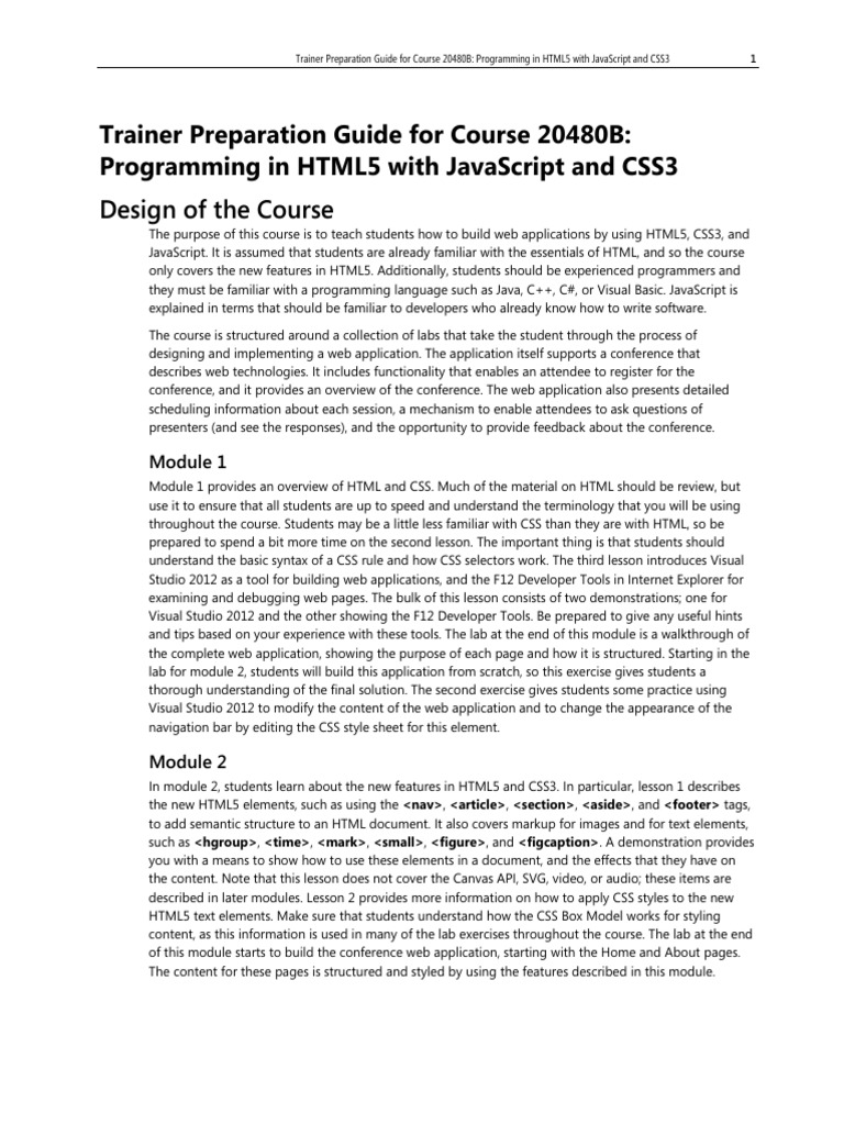 20480B TrainerPrepGuide PDF | PDF | Cascading Style Sheets | Html5