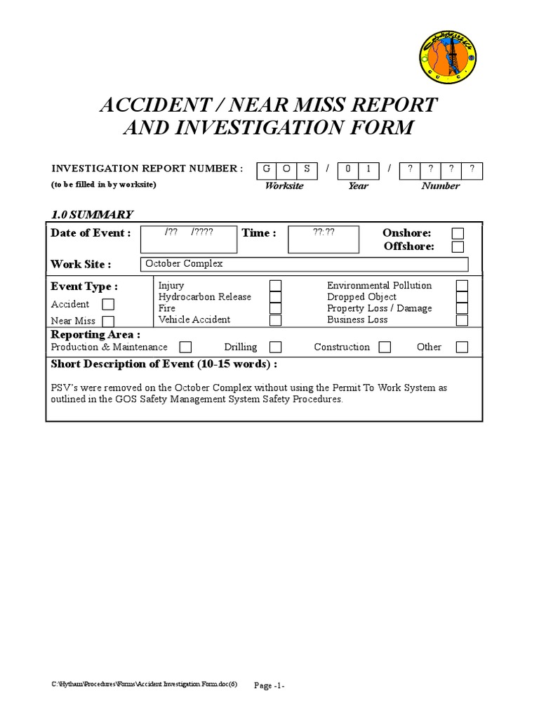 Accident Investigation Form | PDF | Risk | Leadership