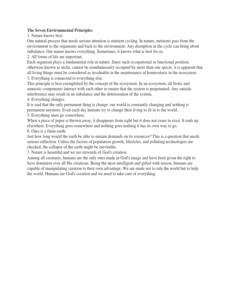 Seven Key Environmental Principles | PDF