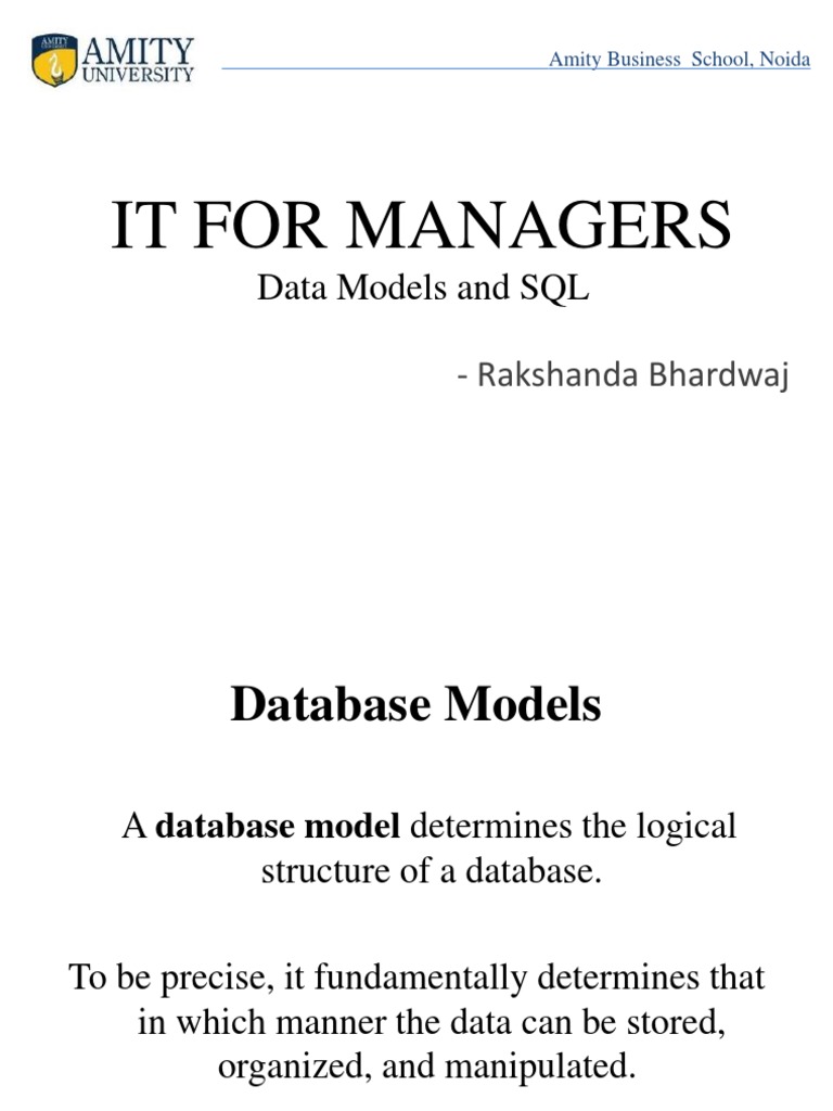 IT For Managers | PDF | Databases | Data Model