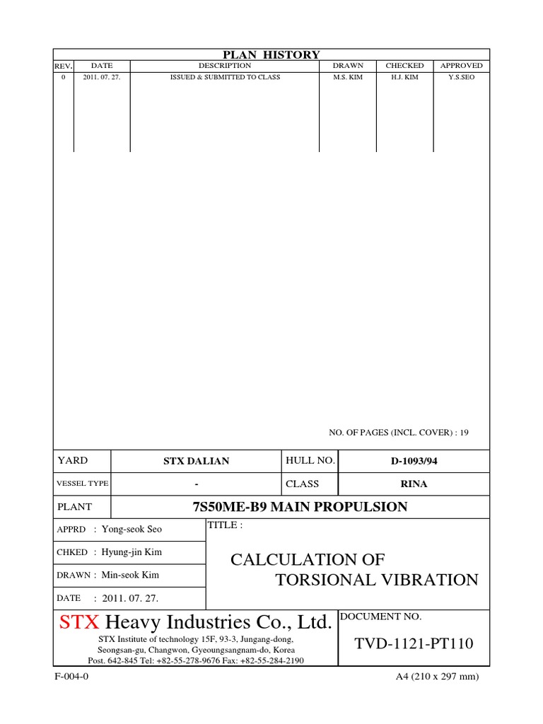 Calculation of Torsional Vibration Tvd-1121-Pt110 | PDF | Cylinder ...