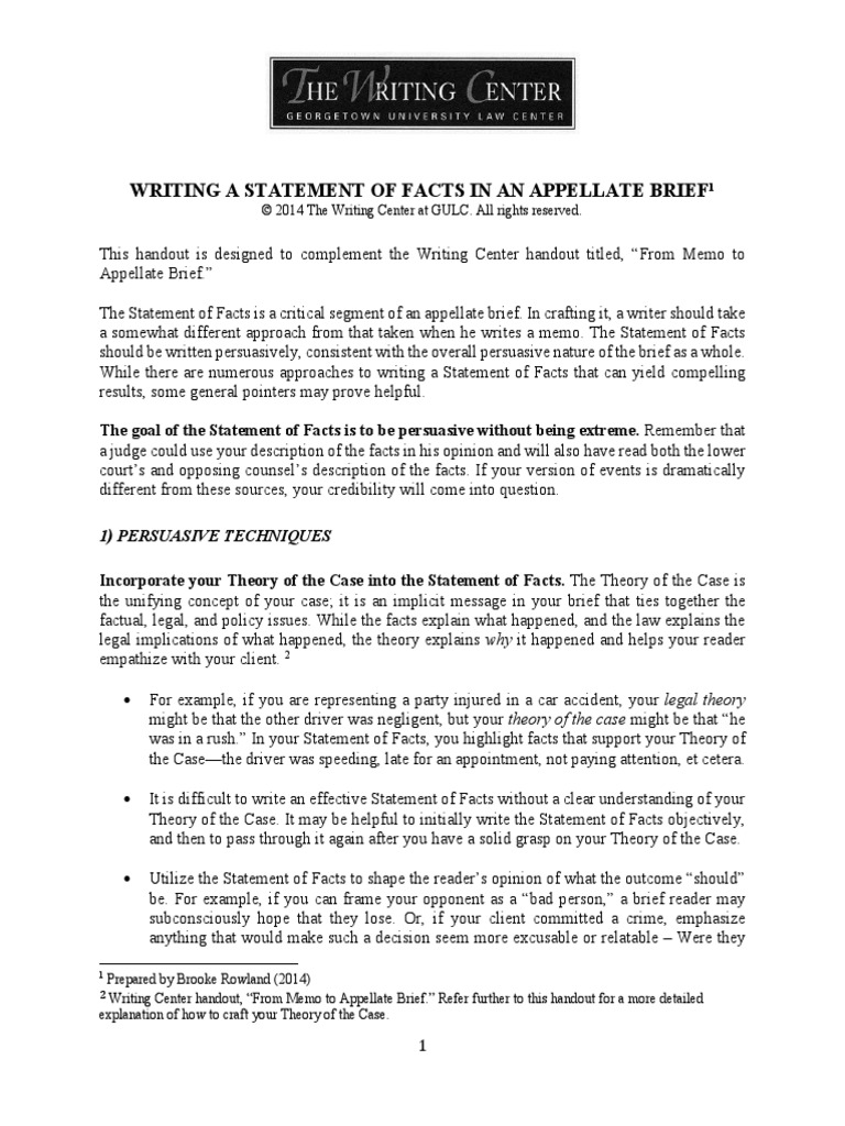 Statement of Facts in A Brief Final | PDF | Brief (Law) | Social ...