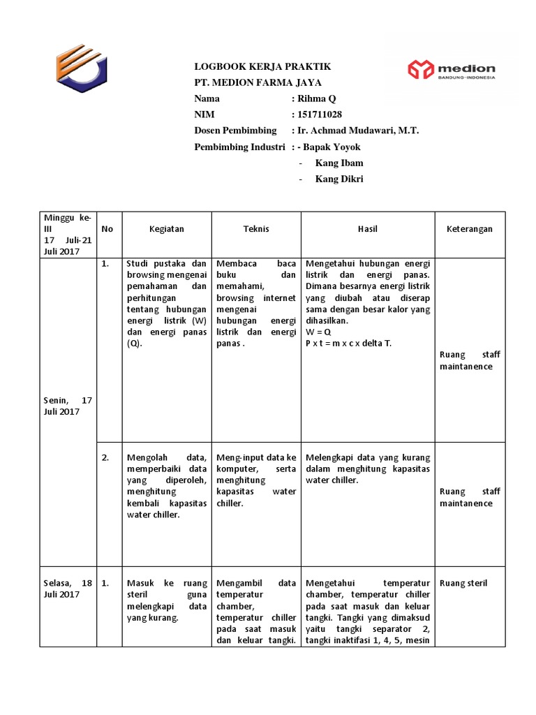 Logbook Kerja Praktik Minggu Ke-3 | PDF