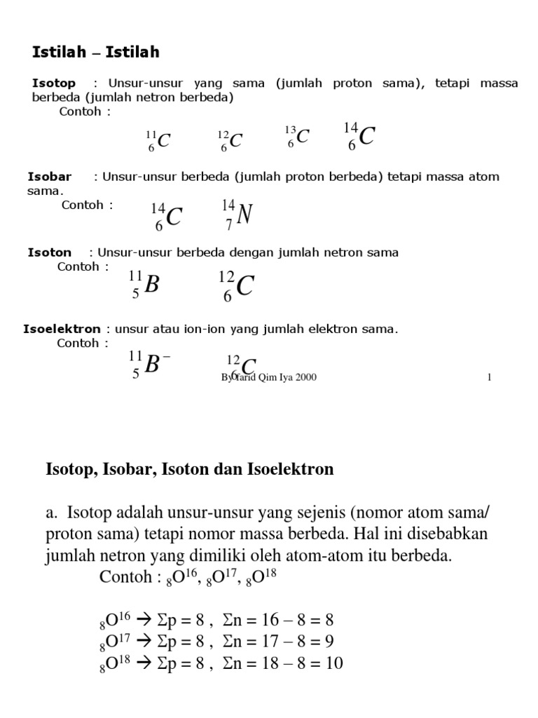 Isotop, Isobar, dan Isoton dalam Kimia | PDF