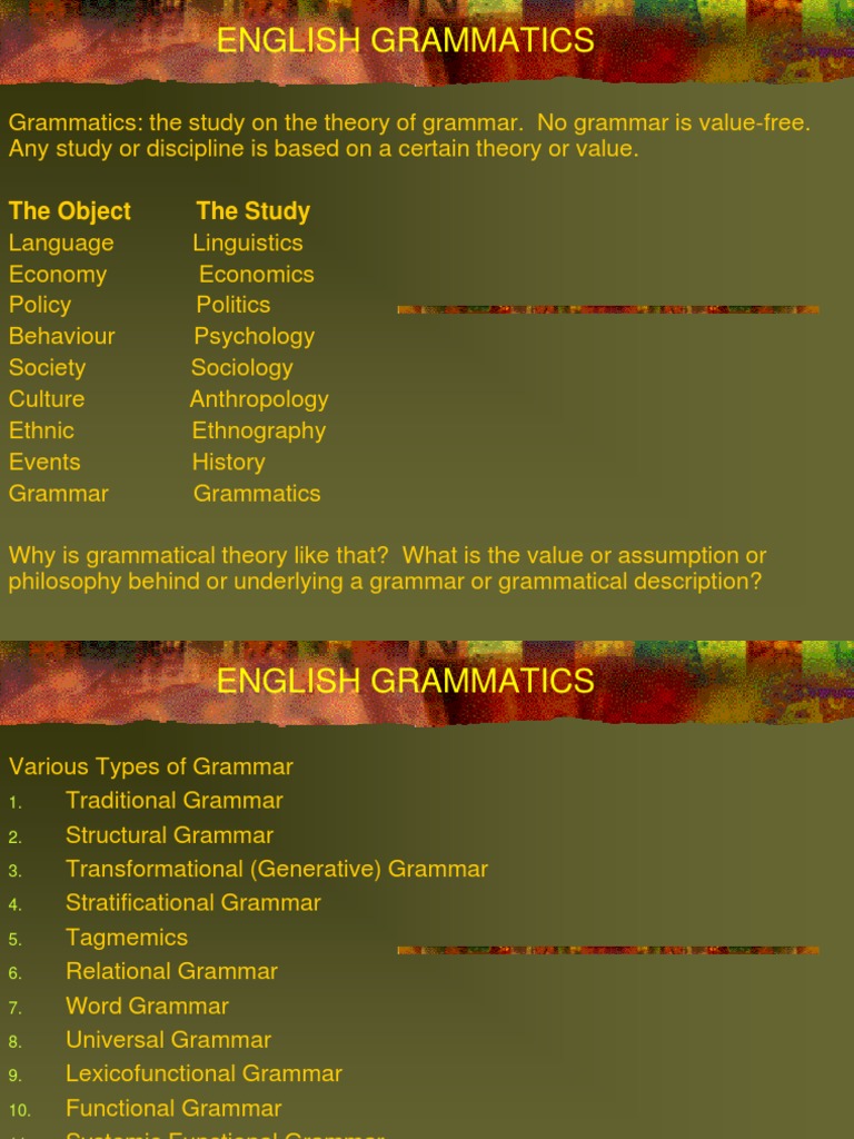 Introduction to Grammatics-1 | Grammar | Syntax