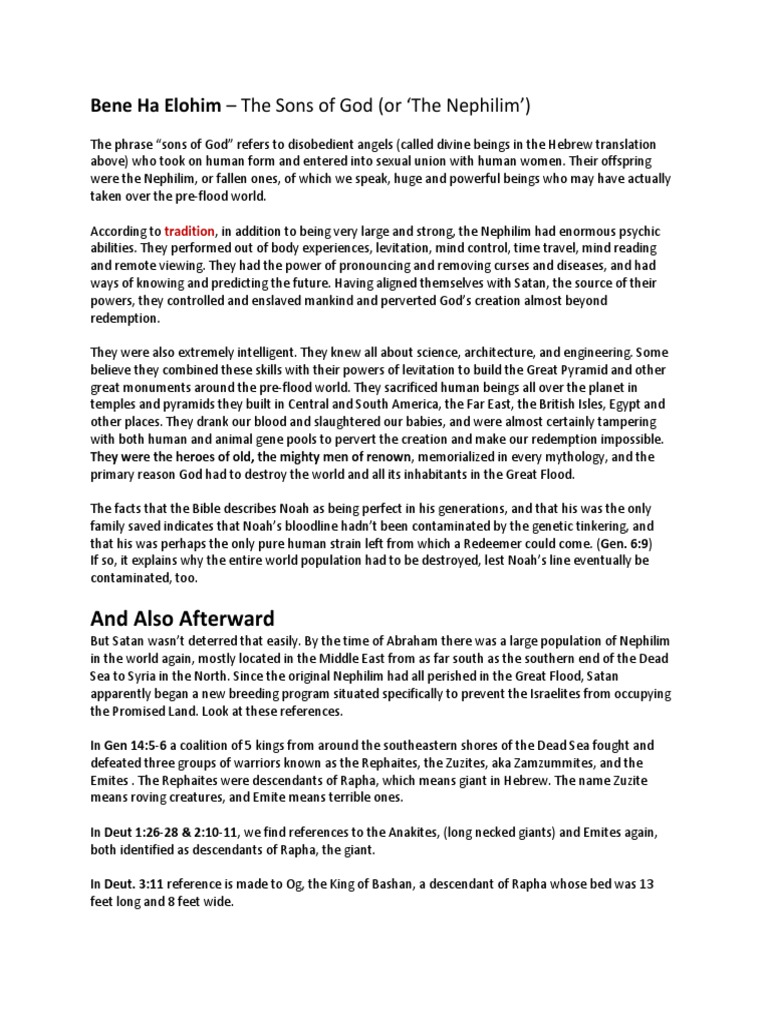 Bene Ha Elohim | PDF | Nephilim | Genesis Creation Narrative
