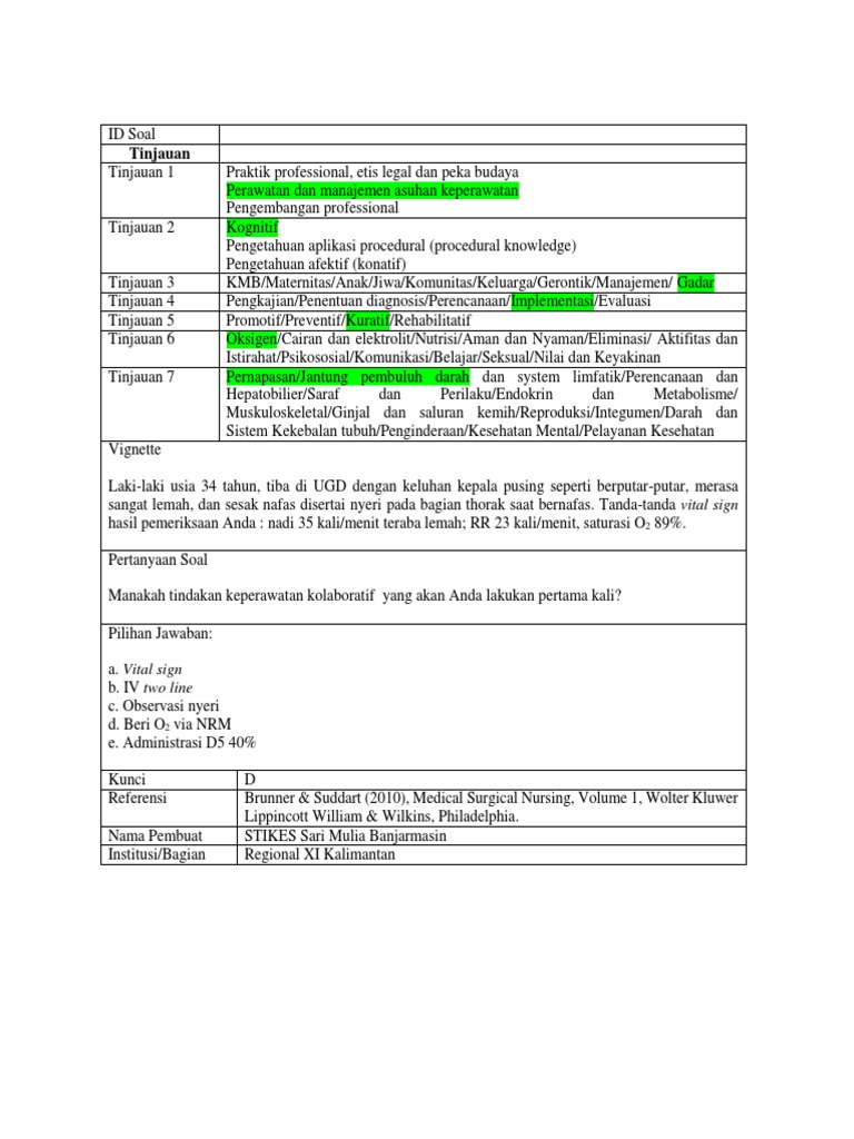 Template Soal Uji Kompetensi Kep. Gadar 01 | PDF | Kesehatan Holistik