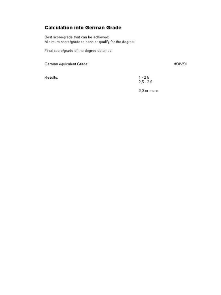 Calculation Into German Grade | PDF