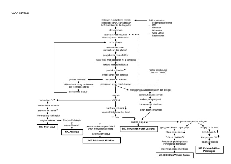 WOC NSTEMI: Patofisiologi dan Manifestasi Klinis Infark Miokard Non-ST ...