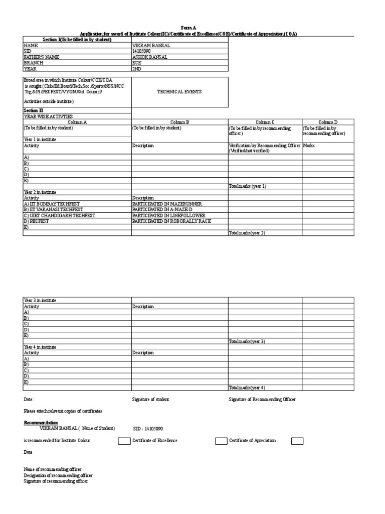 Application For Color COA COE VIKRAM | PDF | Computing And Information ...