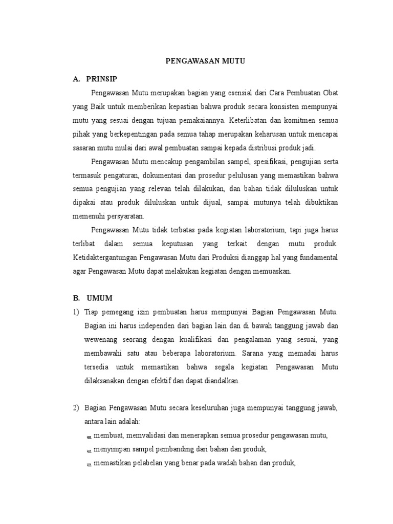 Pengawasan Mutu Makalah | PDF