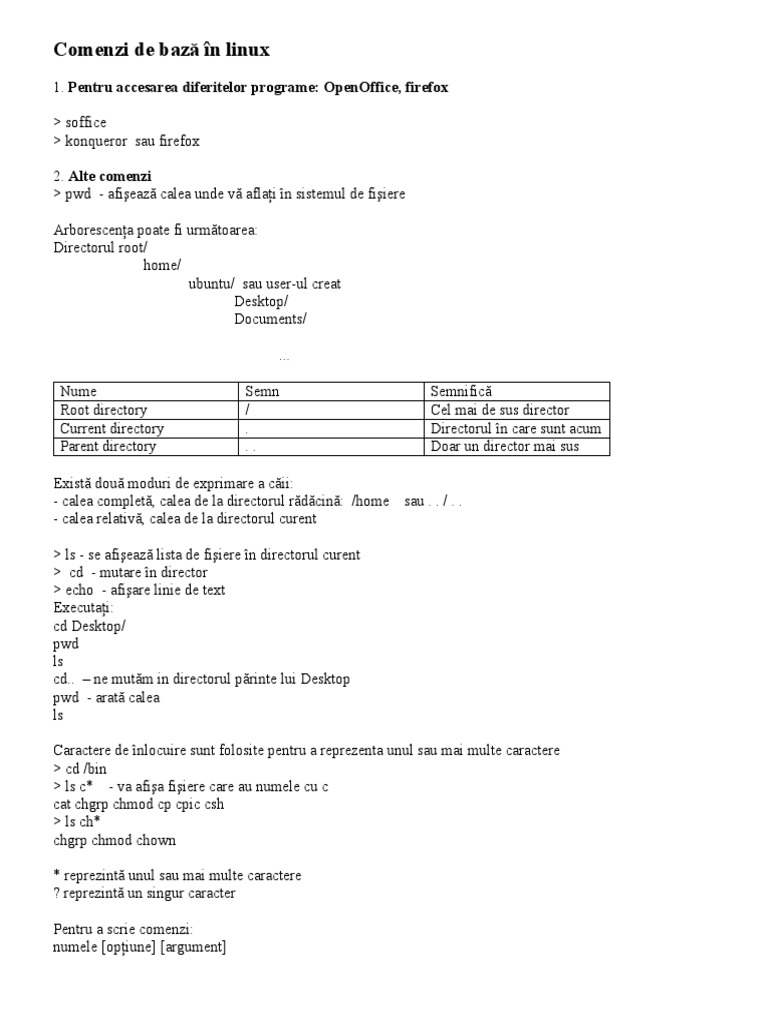 Comenzi de Baza in Linux PDF | PDF