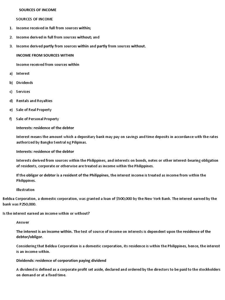 Income Sources Summary | PDF | Tax Deduction | Gross Income