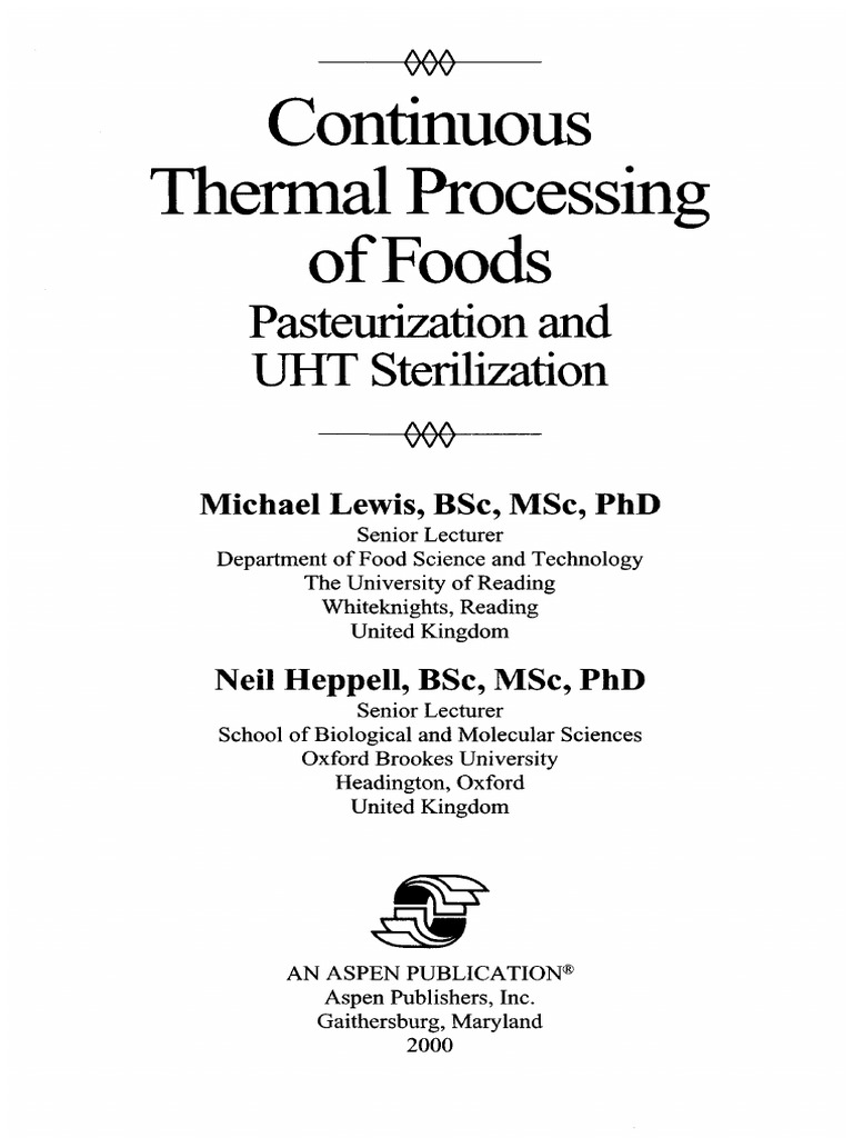 Continuous Thermal Processing of Foods | PDF | Food And Drink | Wellness