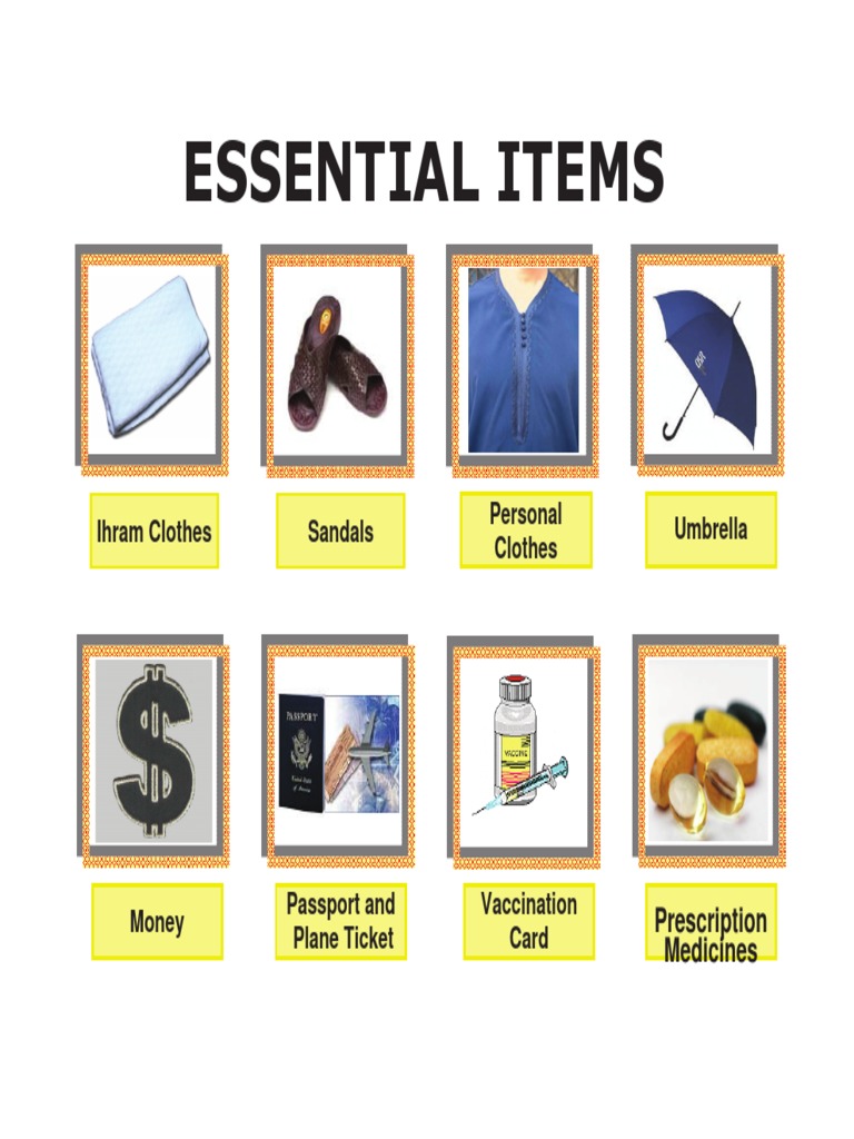 Essential Items for Hajj: A Checklist for Pilgrims' Necessities | PDF