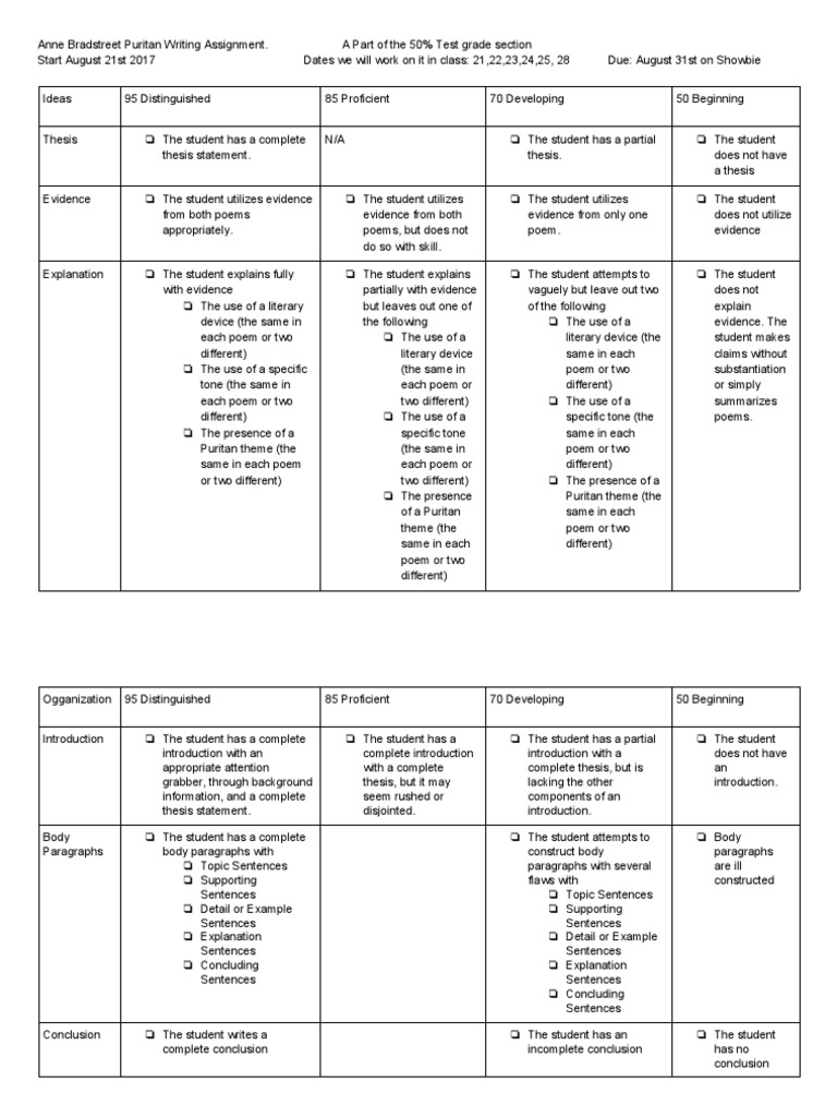 Puritan Writing Assignment Guide | PDF | Poetry