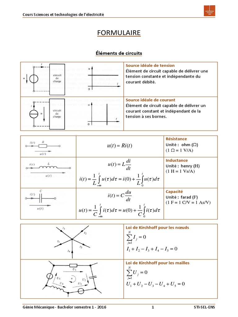 Formulaire PDF | PDF | Puissance (physique) | Tension électrique