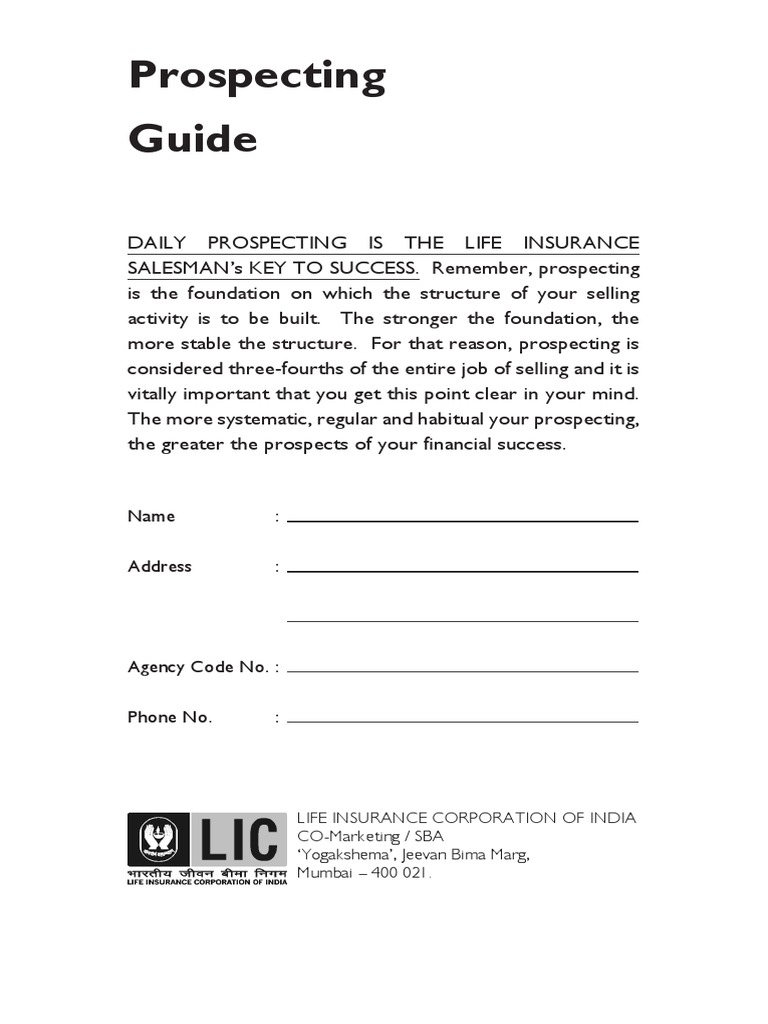 LIC Prospecting Guide | PDF | Life Insurance | Insurance