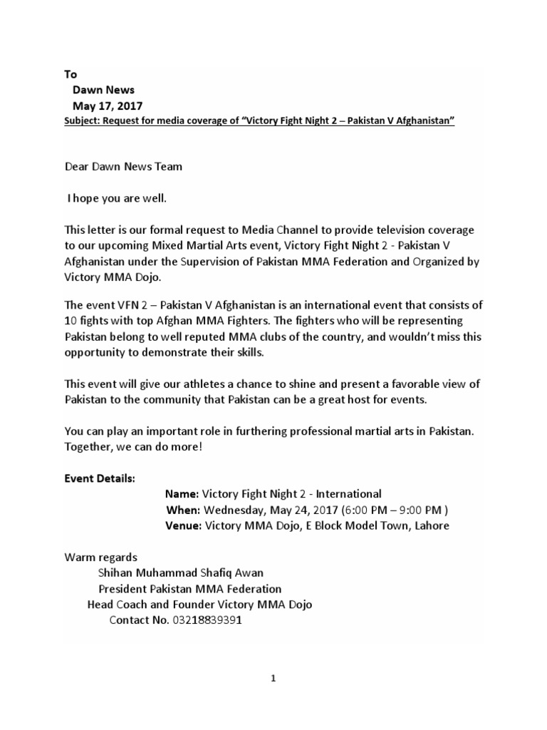 Letter To Media - Dawn News | PDF