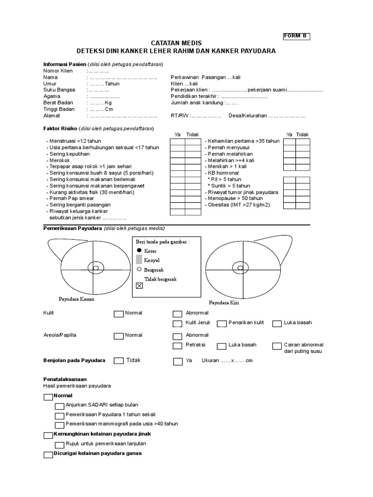 Form Deteksi Dini Kanker Leher Rahim & Payudara | PDF