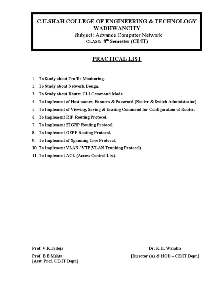 Practical List ACN | PDF