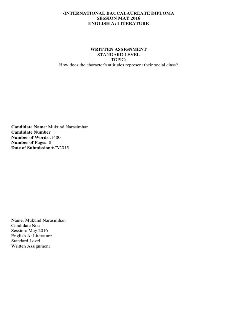 Written Assignment (Sample) | PDF | Anton Chekhov | Russian Empire