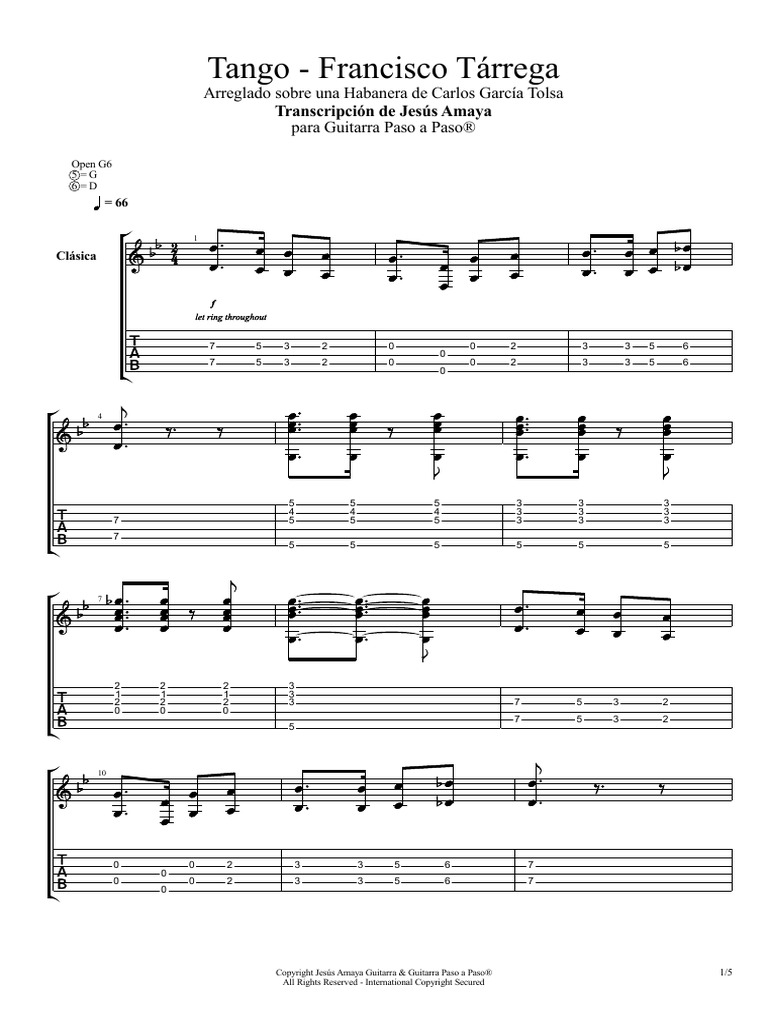 Tango Habanera Tárrega J. Amaya | PDF