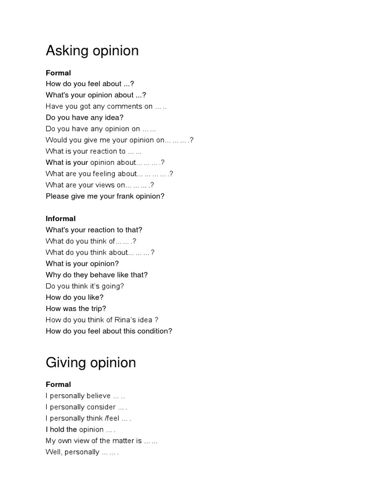 Asking Opinion | PDF | Nature