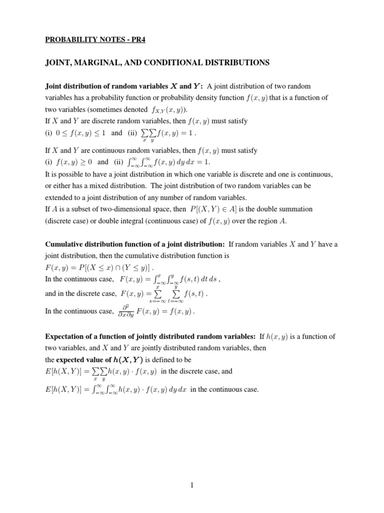 Joint, Marginal, and Conditional Distributions | PDF