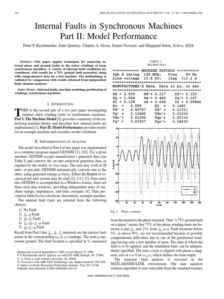 Internal Faults in Synchronous Machines | PDF | Electrical Network | Machines