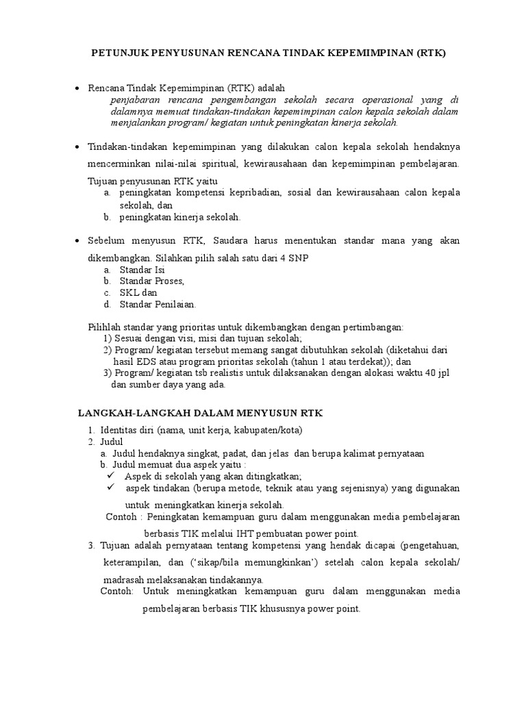 Petunjuk Penyusunan RTK New | PDF