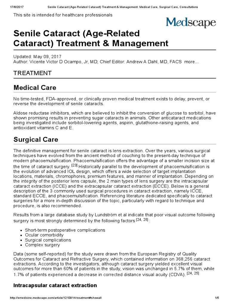 Senile Cataract (Age-Related Cataract) Treatment & Management - Medical ...